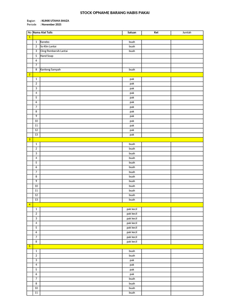 Form Stock Opname ATK | PDF