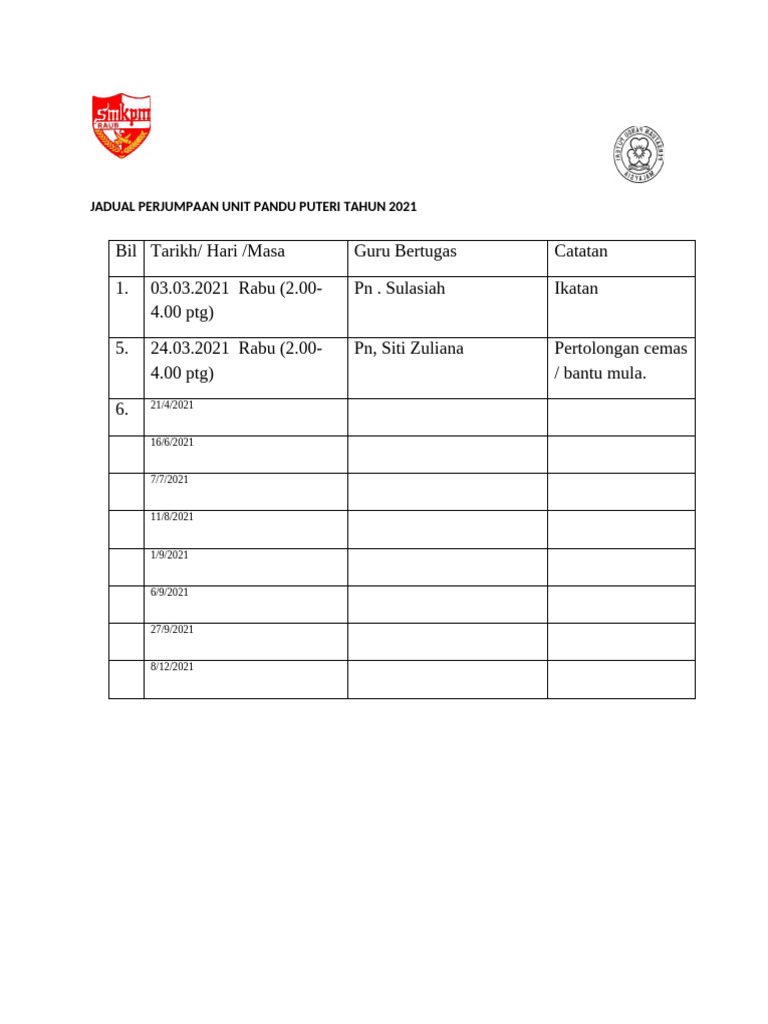 Jadual Bertugas | PDF