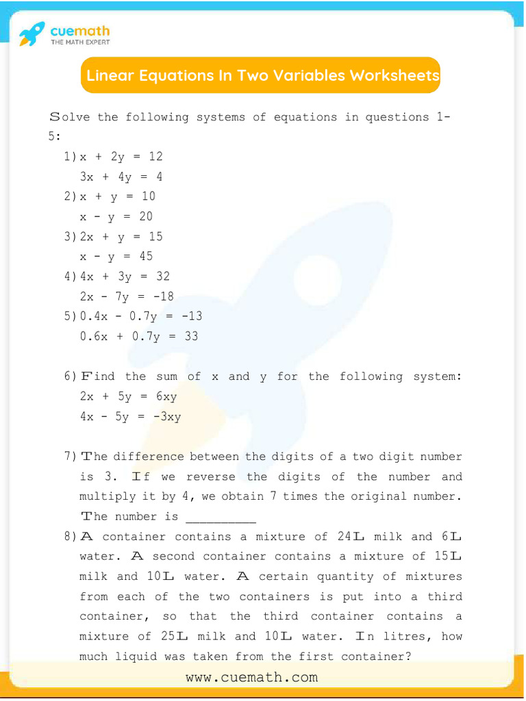 Solve Linear Equations & Word Problems | PDF