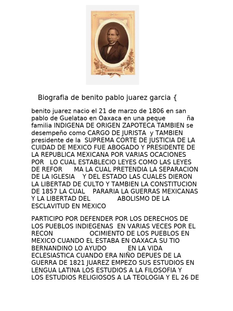 Biografía de Benito Juárez García | PDF | México