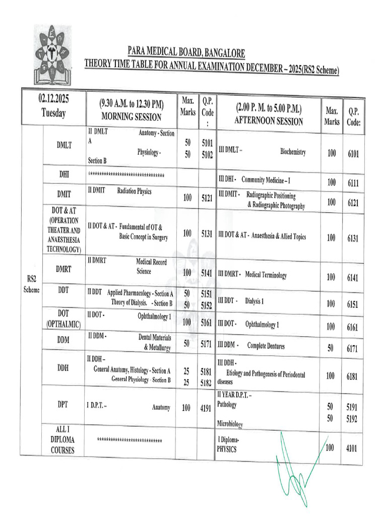 Timetable 2025 | PDF