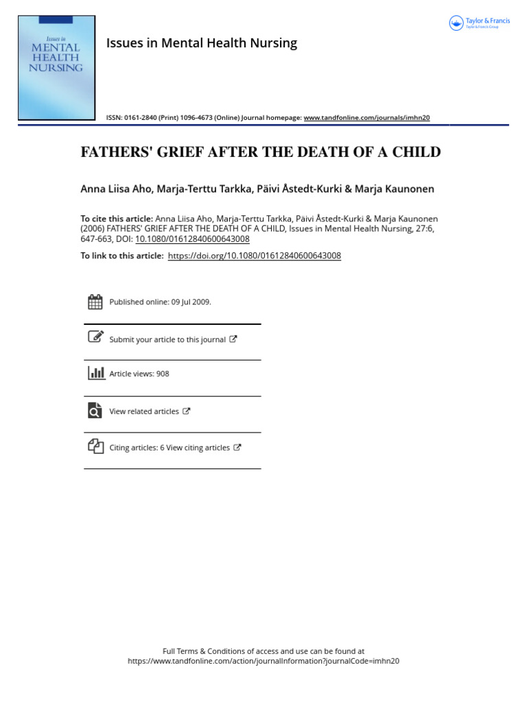 Fathers Grief After The Death of A Child | PDF | Grief | Feeling