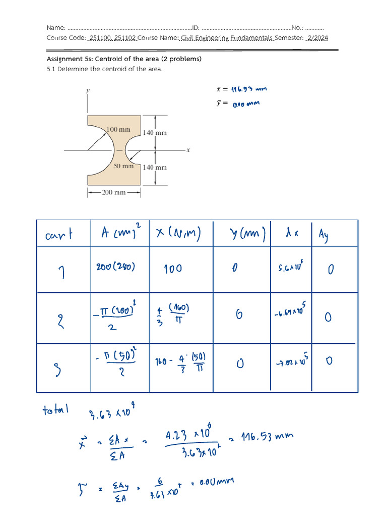 Centroid of The Area (2 Problems) | PDF