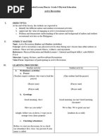 Grade 10 Active Recreation Lesson Plan | PDF | Self-Improvement