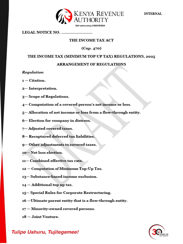 Final Revised Draft Income Tax Minimum Top Up Tax Regulations 2025 24th ...