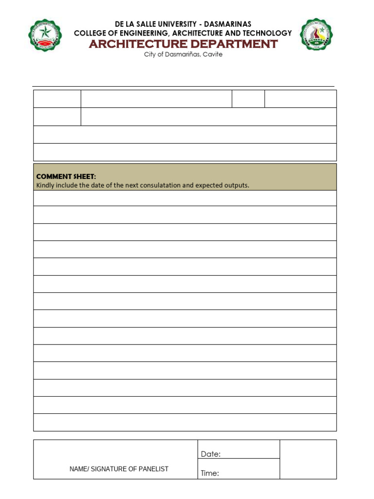 Design 10 Comment Sheet v2024 | PDF