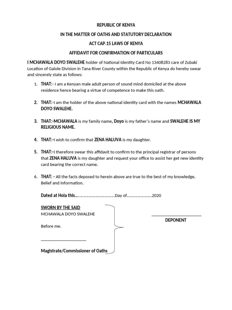 Affidavit | PDF | Affidavit | Civil Law (Common Law)