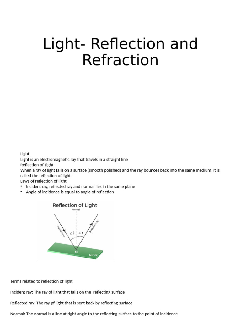 Light - Reflection and Refraction | PDF