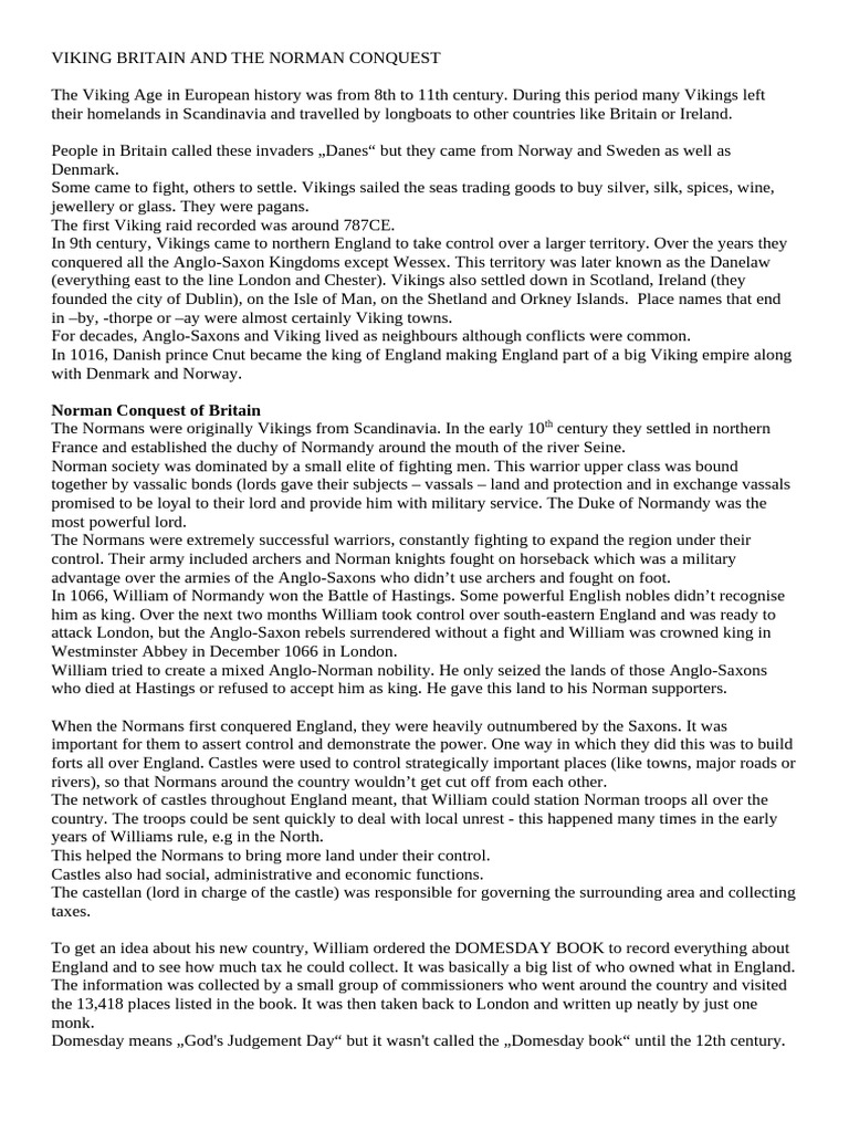 4 Viking Britain and The Norman Conquest | PDF | Vikings | Danelaw