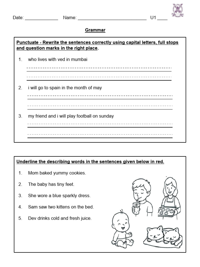 Grammar and Writing Skills Worksheet | PDF