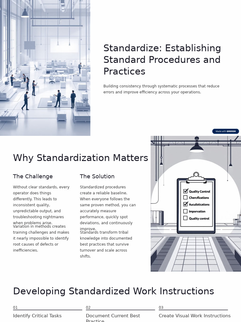 Standardize Establishing Standard Procedures and Practices | PDF