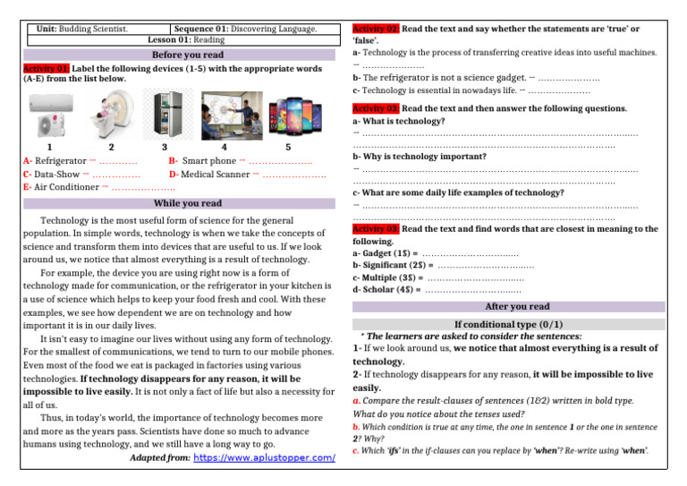 Reading Worksheet Budding Scientist | PDF | Human Communication ...