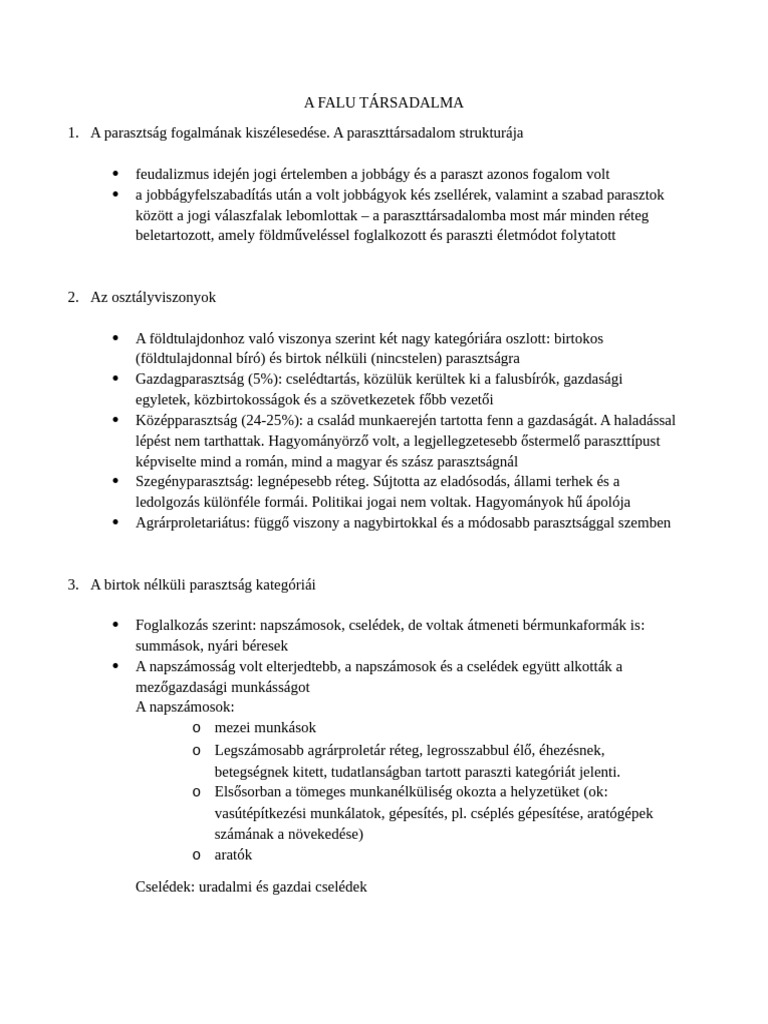 A Falu Társadalma | PDF