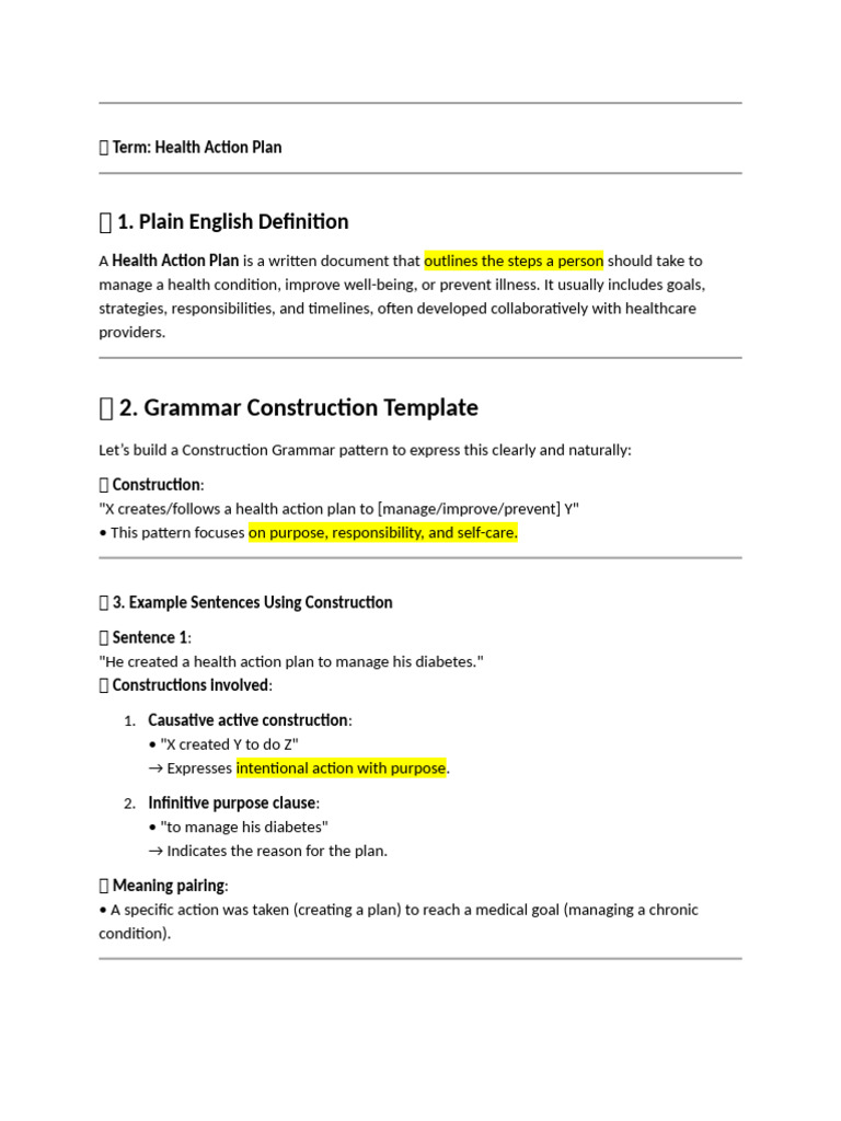 Health Action Plan | PDF | Clause | Patient