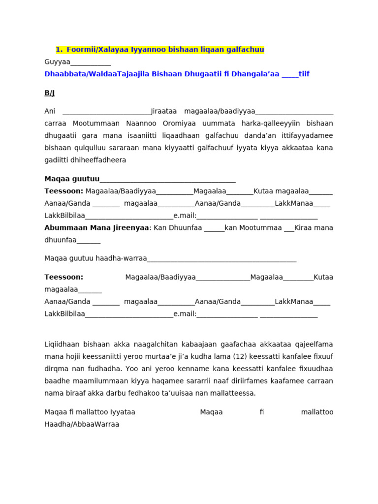 Foormii Bishaan Dhugatti Galchan | PDF