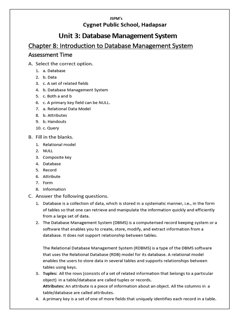 X unit 3 DBMS QA | PDF | Relational Database | Databases
