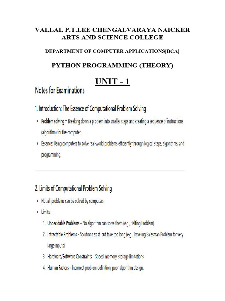 Python Notes (1st Year) | PDF