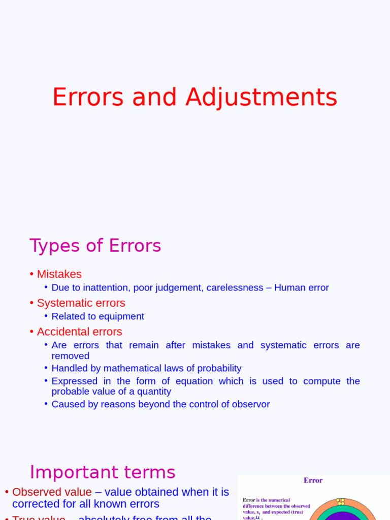 Understanding Errors and Adjustments in Measurements | PDF