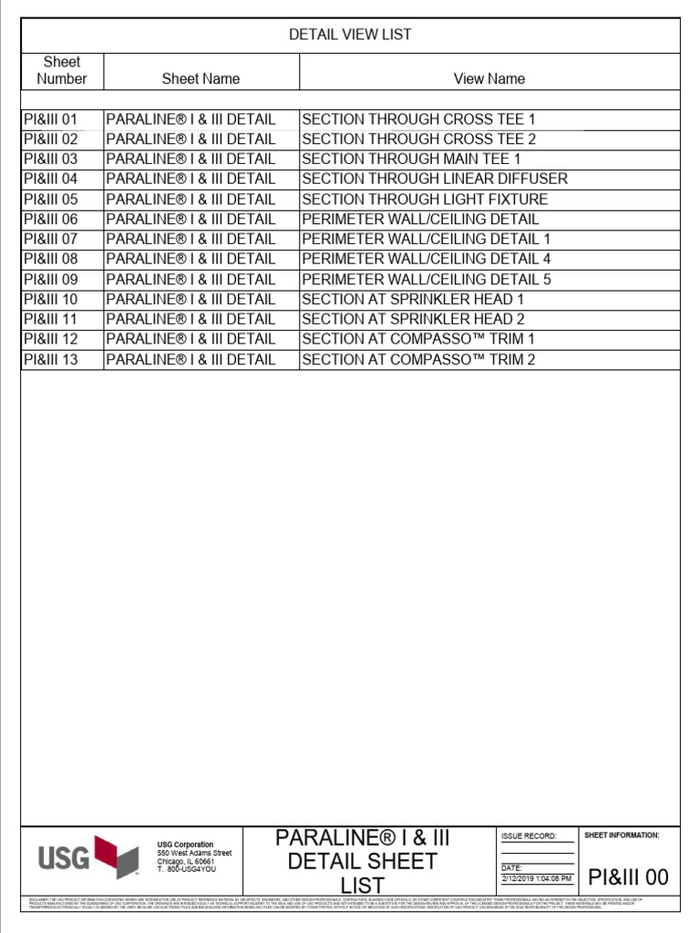 USG Paraline® I & III Detail Sheets | PDF | Building Information ...