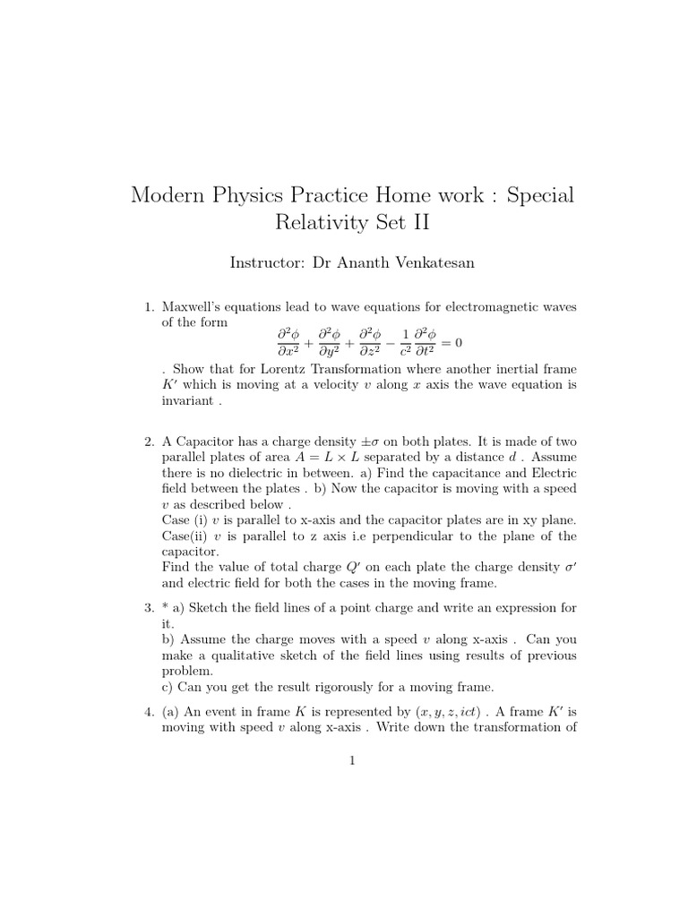 Special Realitvity Set2 | PDF