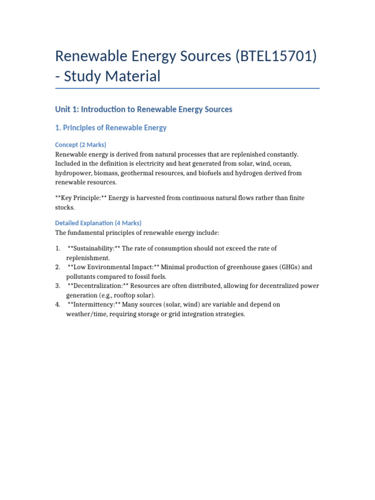 Overview of Renewable Energy Sources | PDF | Renewable Energy | Energy ...
