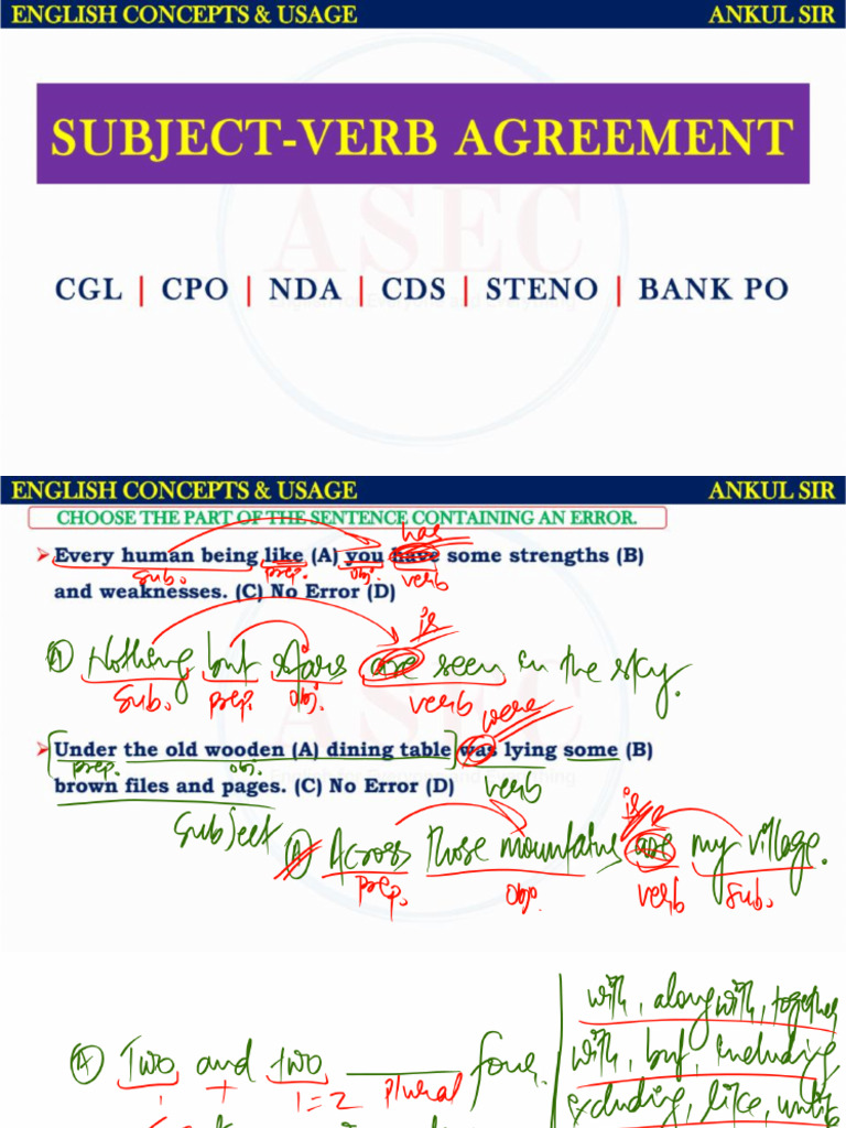 Subject Verb Agreement | PDF
