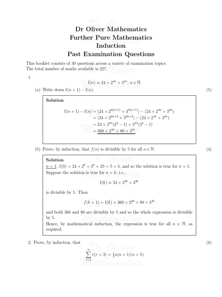 DR Oliver Induction Solutions | PDF | Mathematical Logic | Mathematics