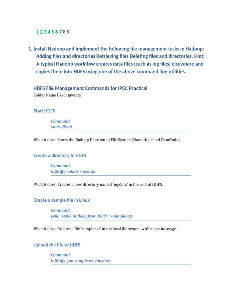 HDFS File Management Vinutha (1) | PDF | Apache Hadoop | Computer File