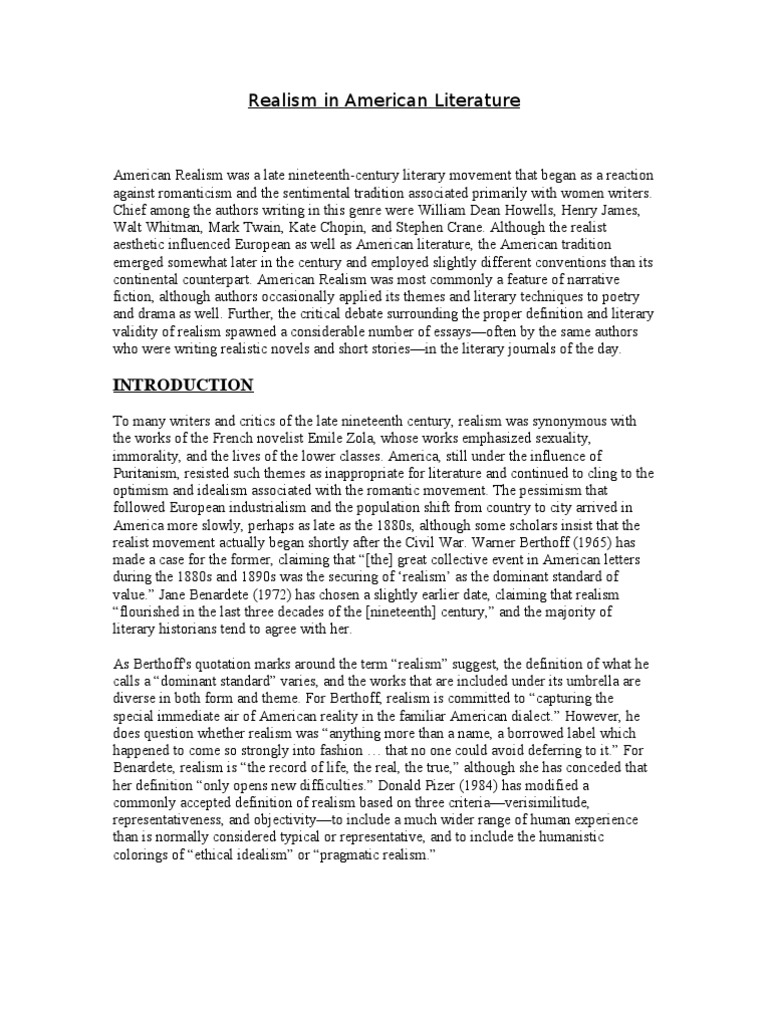 Realism in American Literature | Literary Realism | Realism (Arts)