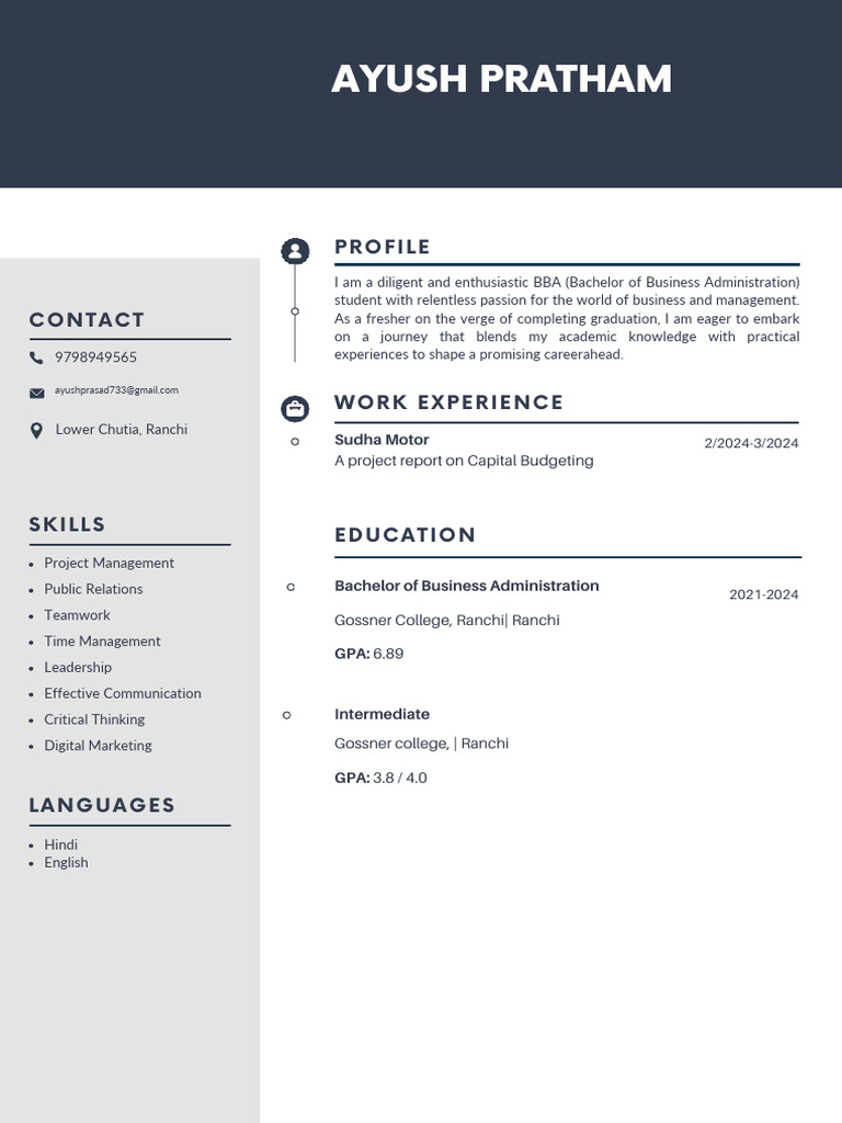 Blue and Gray Simple Professional CV Resume | PDF