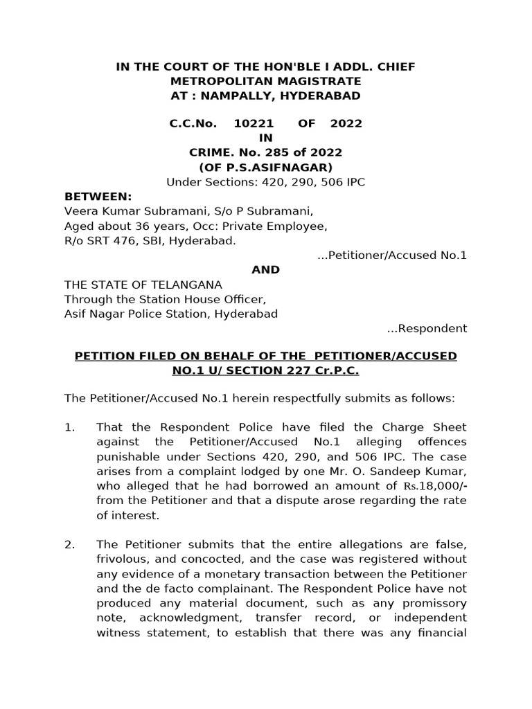 Discharge Petition in CC 10221 of 2022 (New) | PDF | Public Law ...