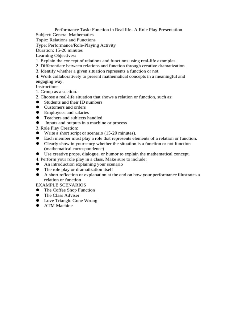 Role Play: Real-Life Math Functions | PDF | Percentage | Mathematics