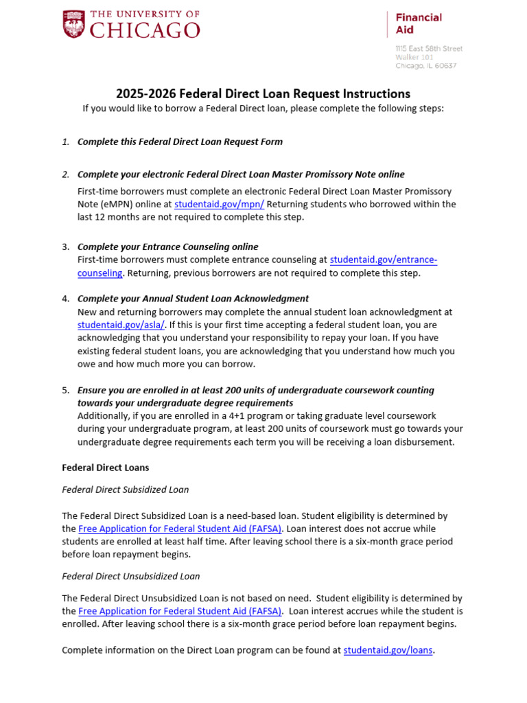 2025-2026 Federal Direct Loan Guide | PDF | Student Loans In The United ...