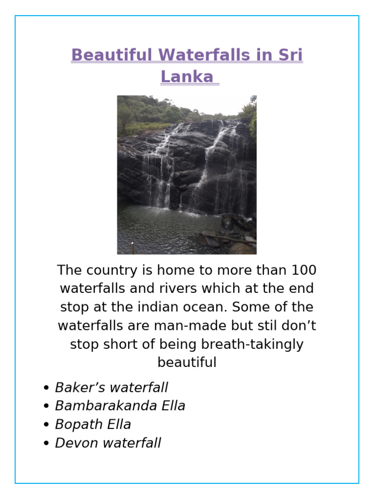 Stunning Waterfalls of Sri Lanka | PDF