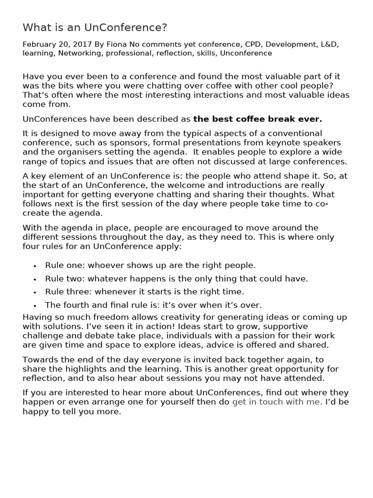 Understanding UnConferences: A Guide | PDF