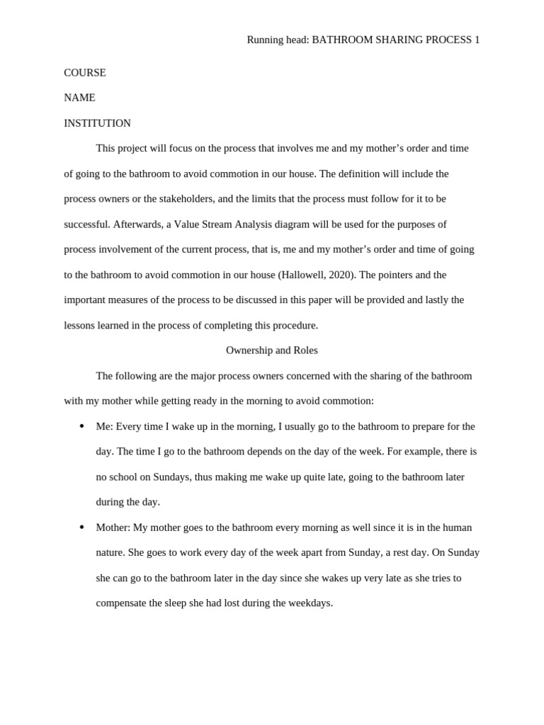 Bathroom Sharing Process | PDF