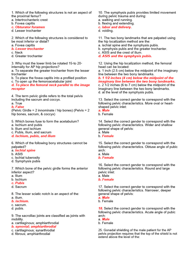 Mcqs to position | PDF | Pelvis | Hip