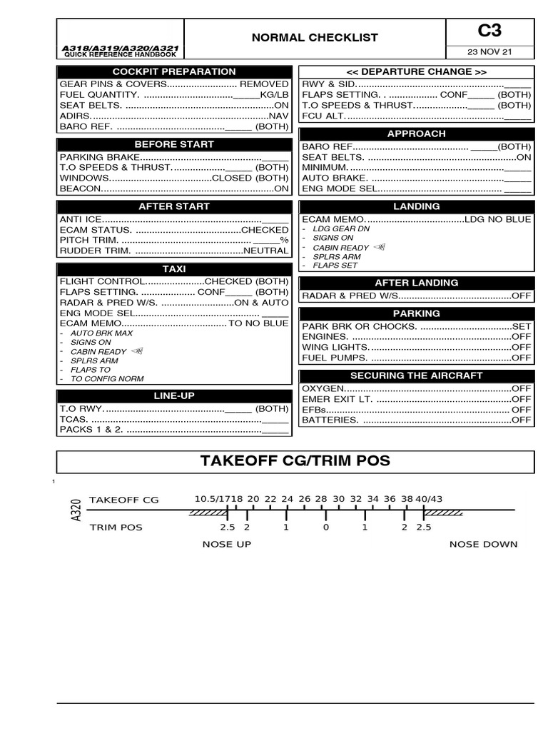 A320 Normal Checklist Quick Reference | PDF | Airbus | Aviation