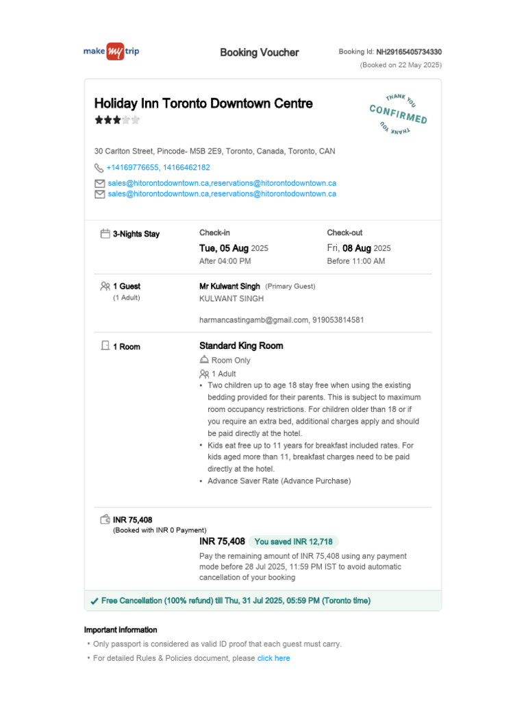Booking Confirmation Voucher 3 | PDF | Identity Document | Credit Card