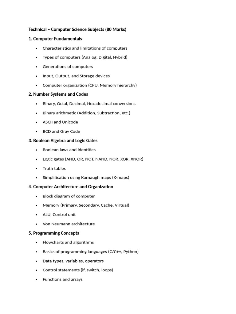 Computer Science Subjects Overview | PDF