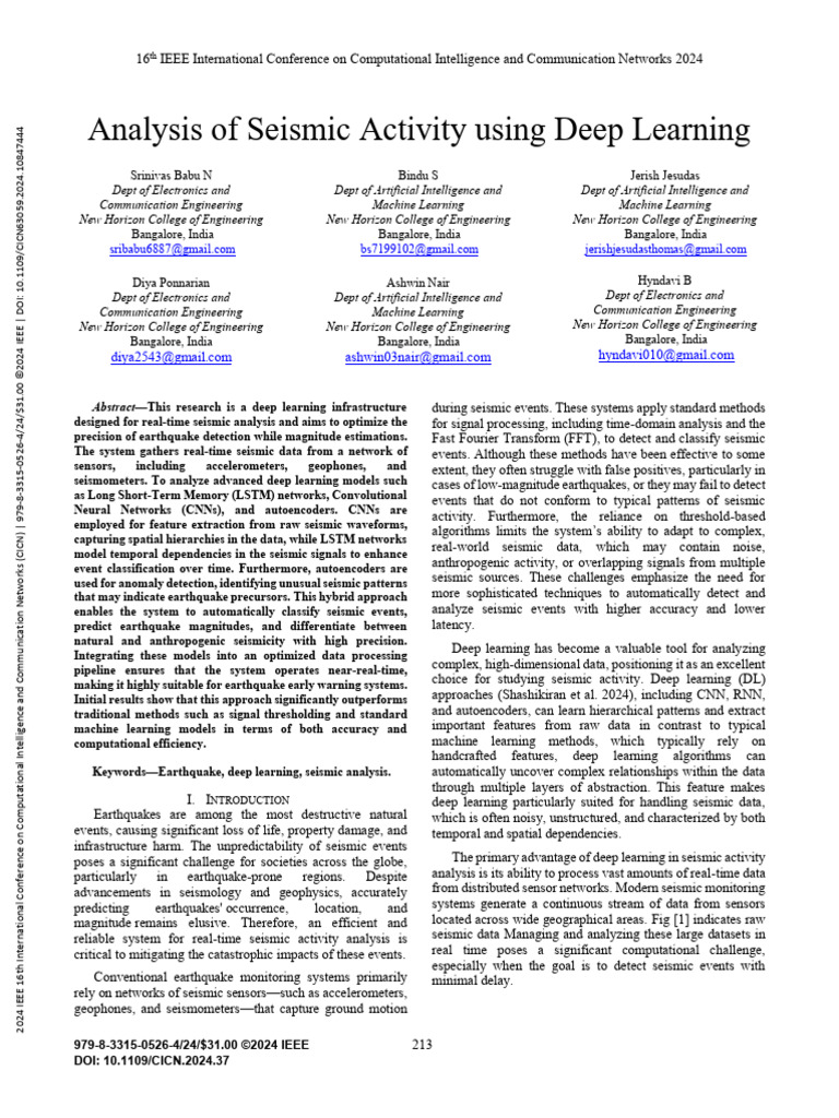 Analysis of Seismic Activity Using Deep Learning | PDF | Deep Learning ...