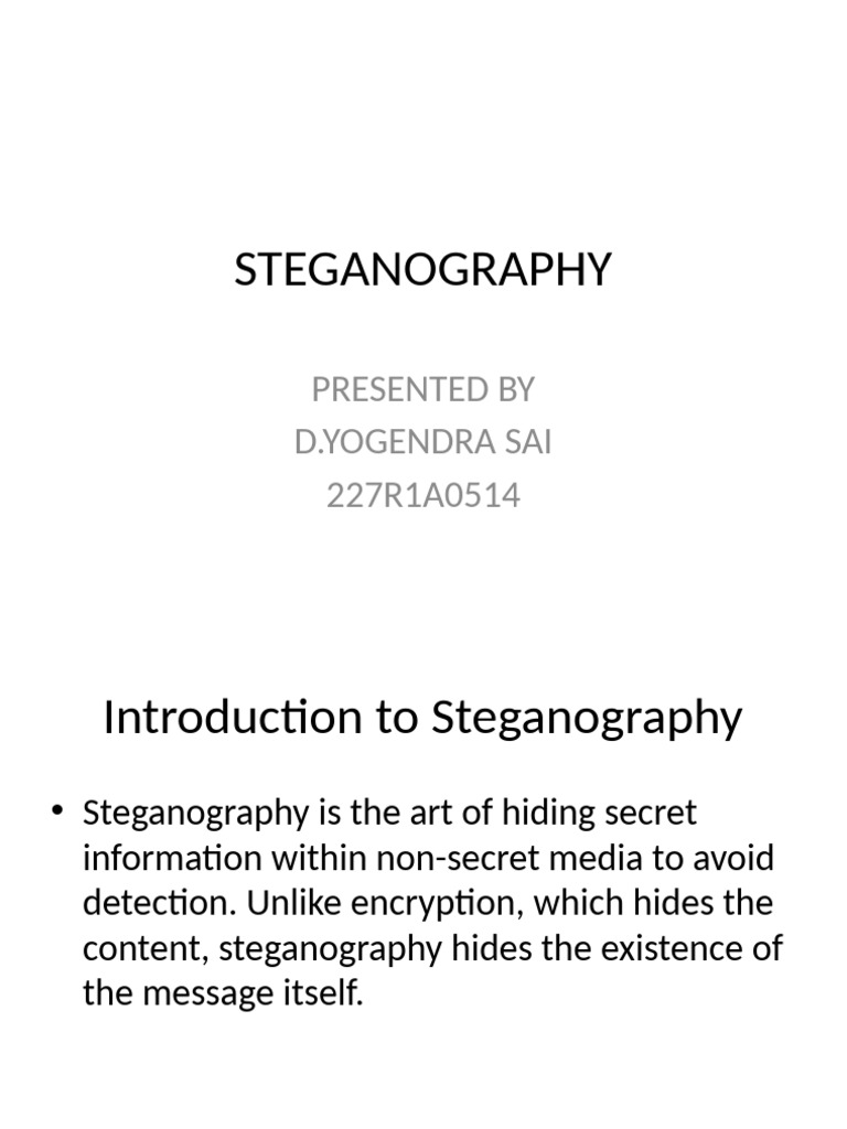 Steganography Presentation Yogendra-1 | PDF