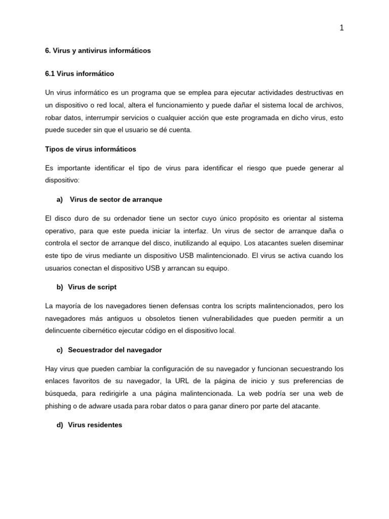 Tipos de virus y antivirus informáticos | PDF | Virus de computadora ...