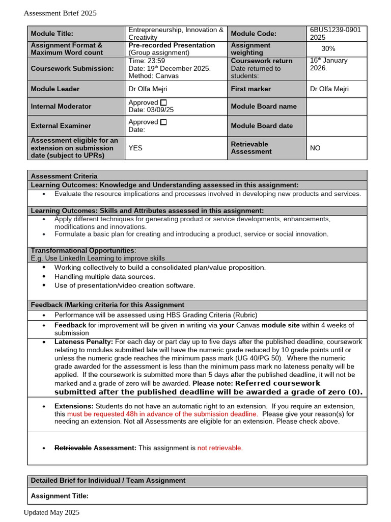 Assessment+Brief 6BUS1239+Sem+a +25 26 CW2 | PDF | Academic Dishonesty ...