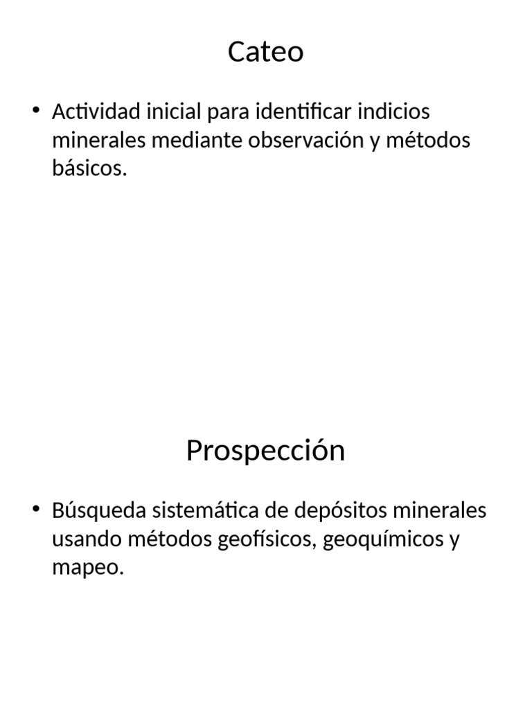 Proceso Minero: Desde Cateo hasta Cierre | PDF