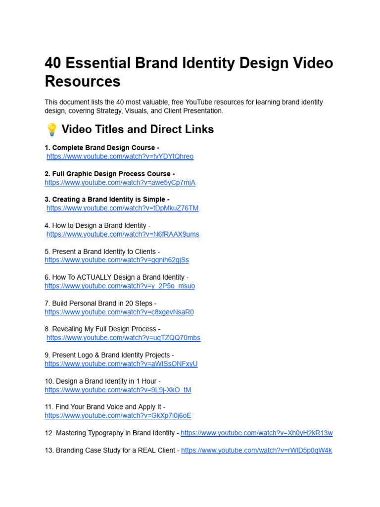 40 Essential Brand Design Video Links | PDF | Brand | Logos