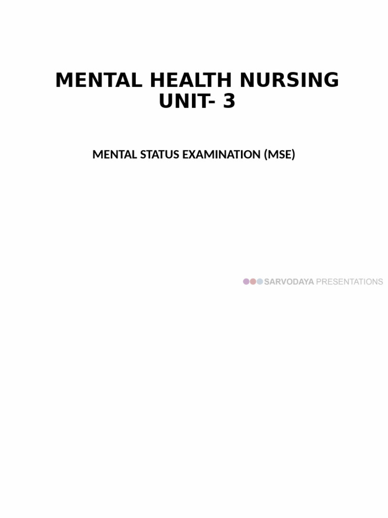 MHN UNIT - 3 (Part 3) MSE FORMAT | PDF | Thought | Psychological Concepts