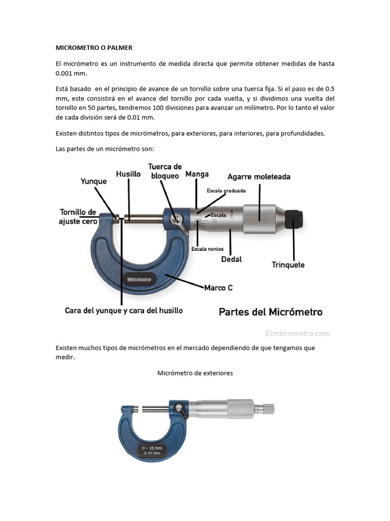Guía Completa del Micrómetro y su Uso | PDF | Instrumento de medición ...