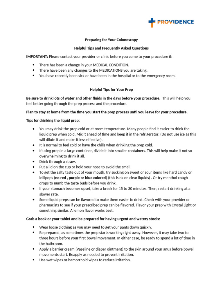 Colonoscopy Prep: Essential Tips & FAQs | PDF | Colonoscopy | Hemorrhoid