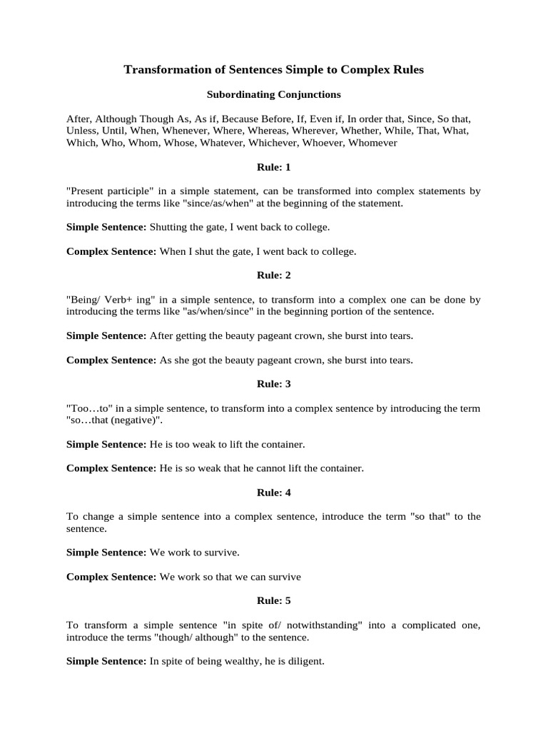 Simple to Complex | PDF | Verb | Grammar
